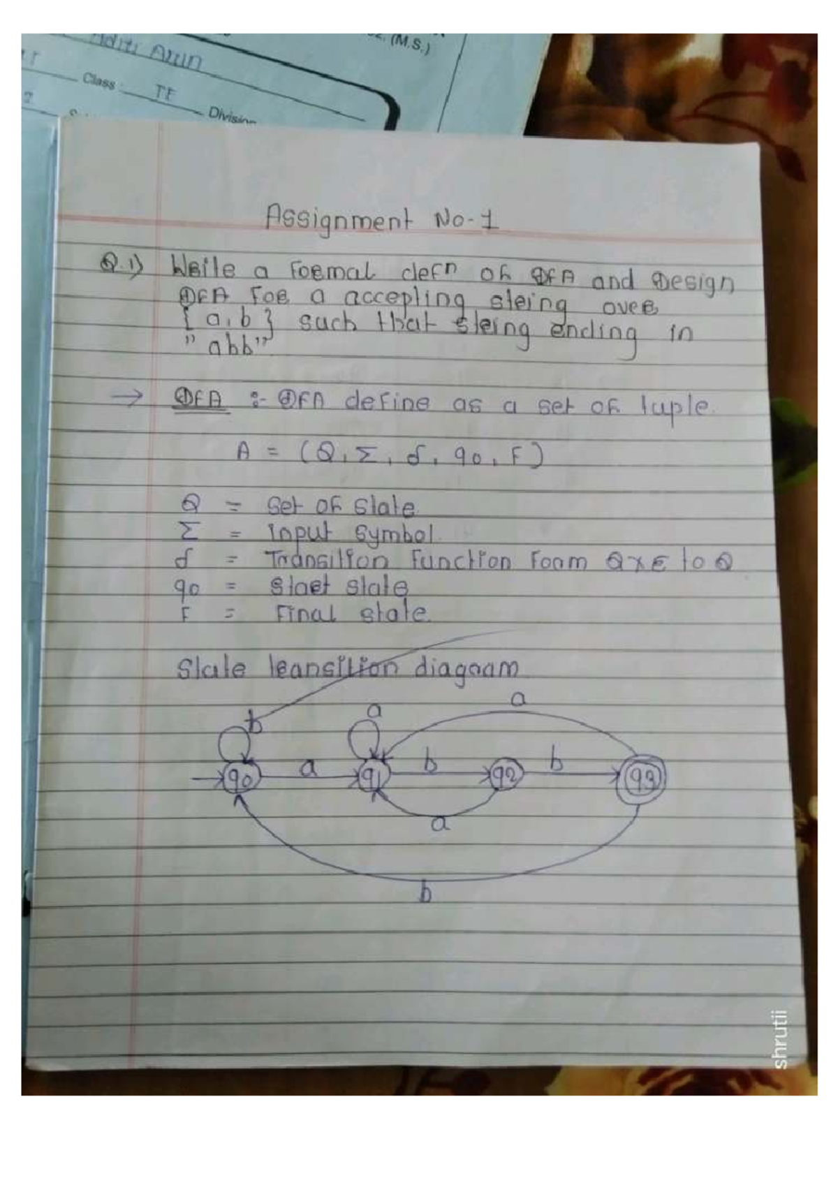 Assignment 1, 2, 3: Formal Definitions and Design of DFA, NFA, and Turing - Studocu
