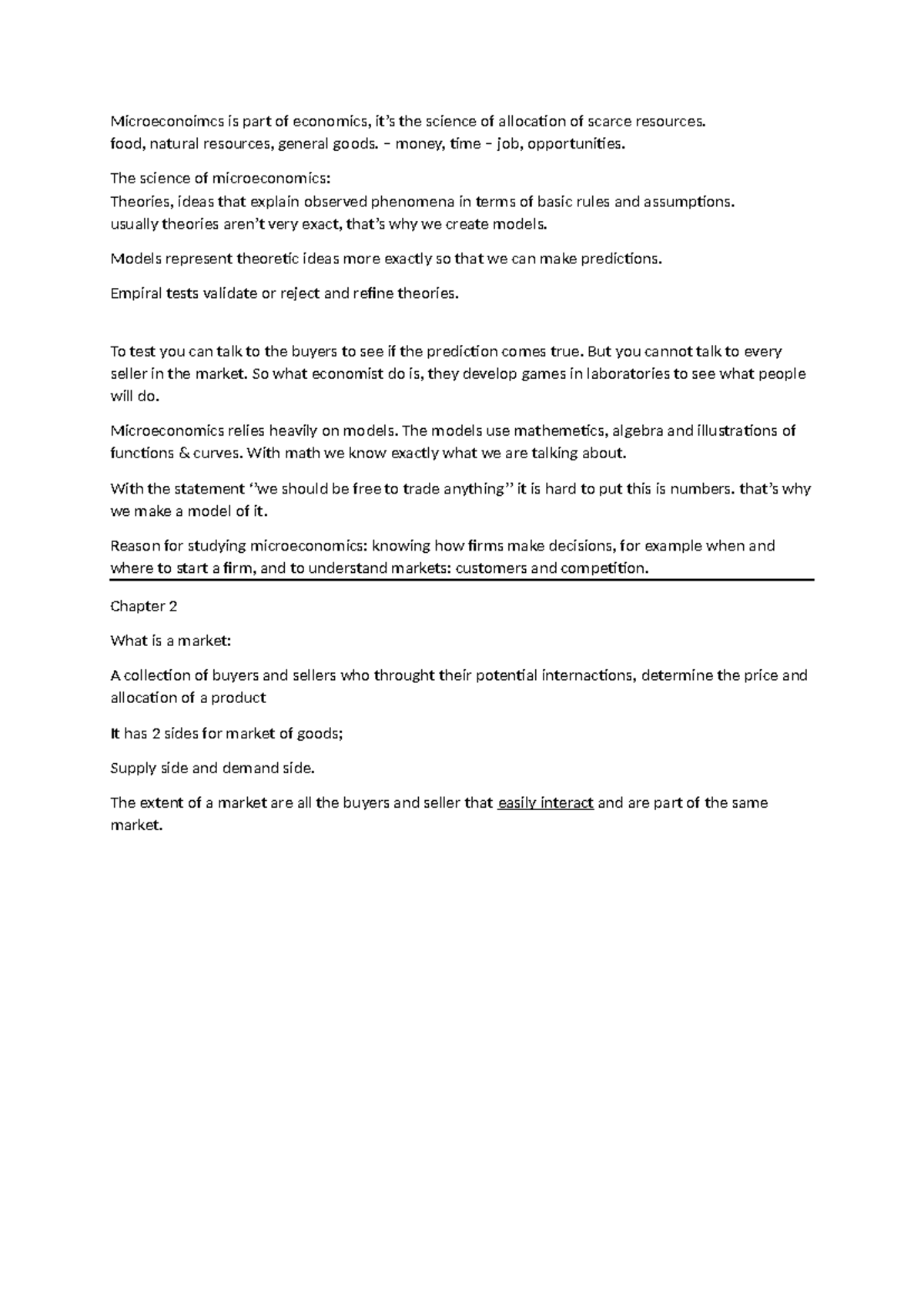 Lecture 1: Introduction to Microeconomics - Test 1 Notes - Studeersnel