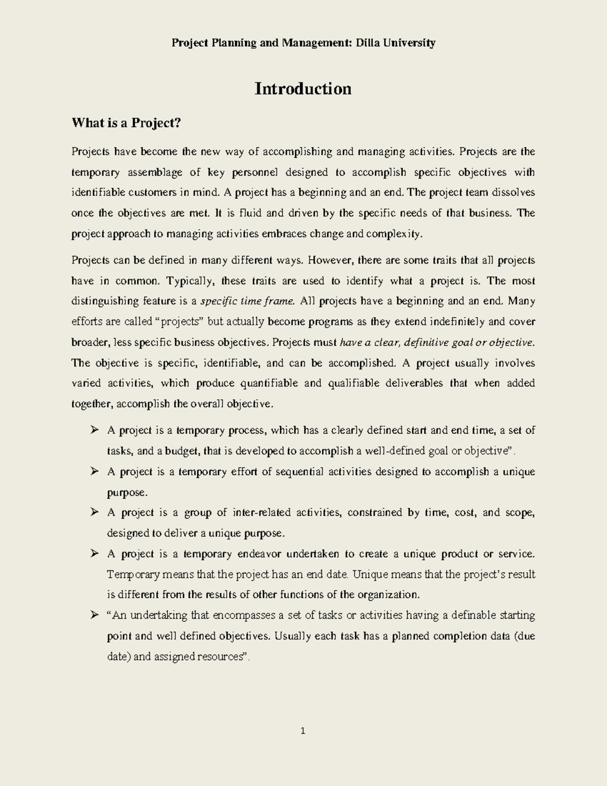 Project Management Notes: Dilla University Overview and Key Concepts ...