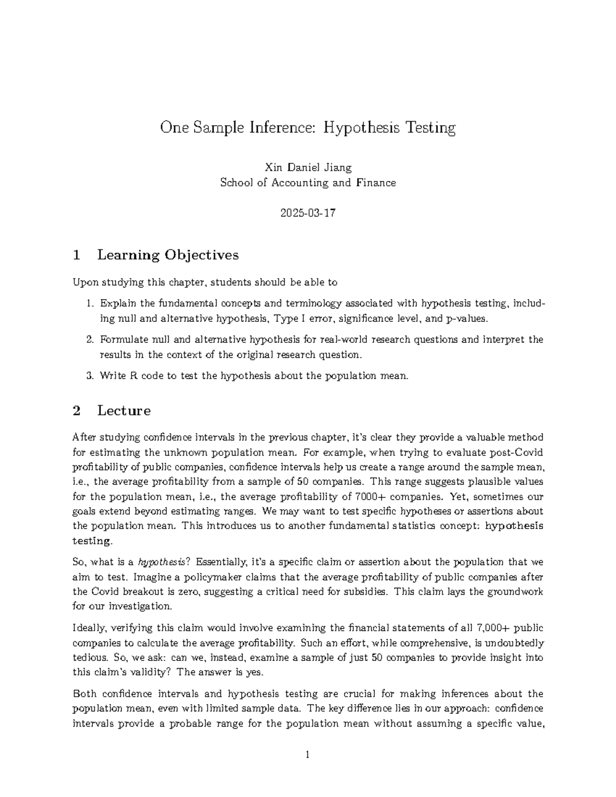 W11 Hypo Testing - Tutorial for week 11 - One Sample Inference ...