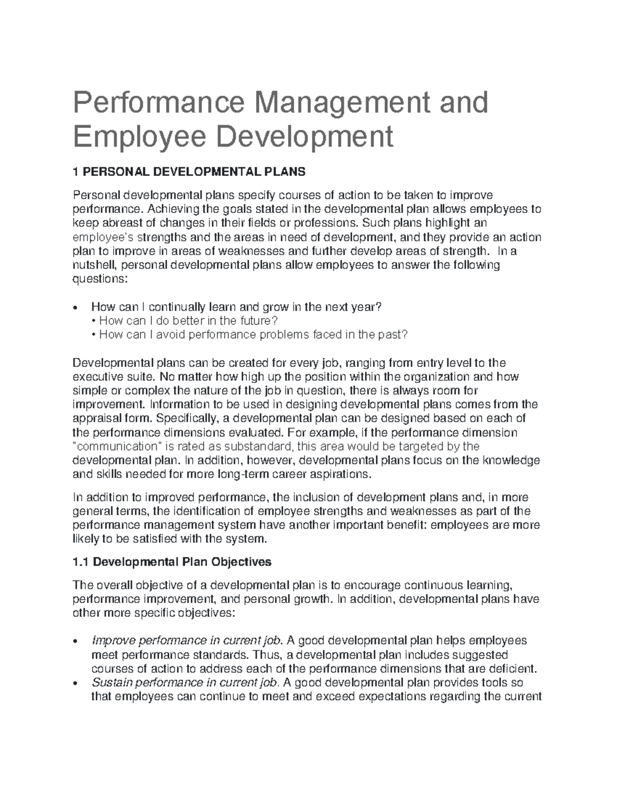 Performance Management and Employee Development - Performance ...