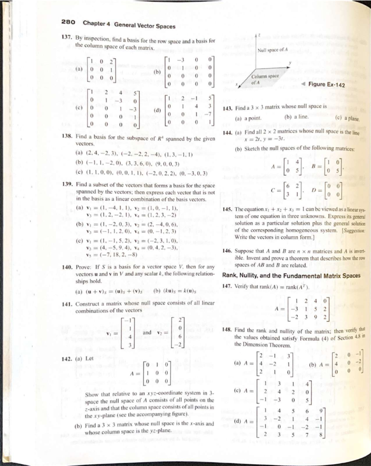 Exercises from the Prescribed Textbook of himonthDon - 280 Chapter 4 General Vector Spaces 137 ...