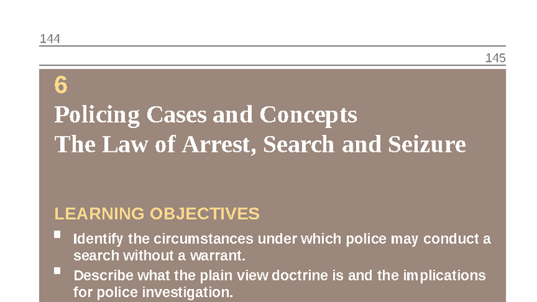 CRJ 144 145 6 Legal Constraints on Police: Search & Seizure Overview ...