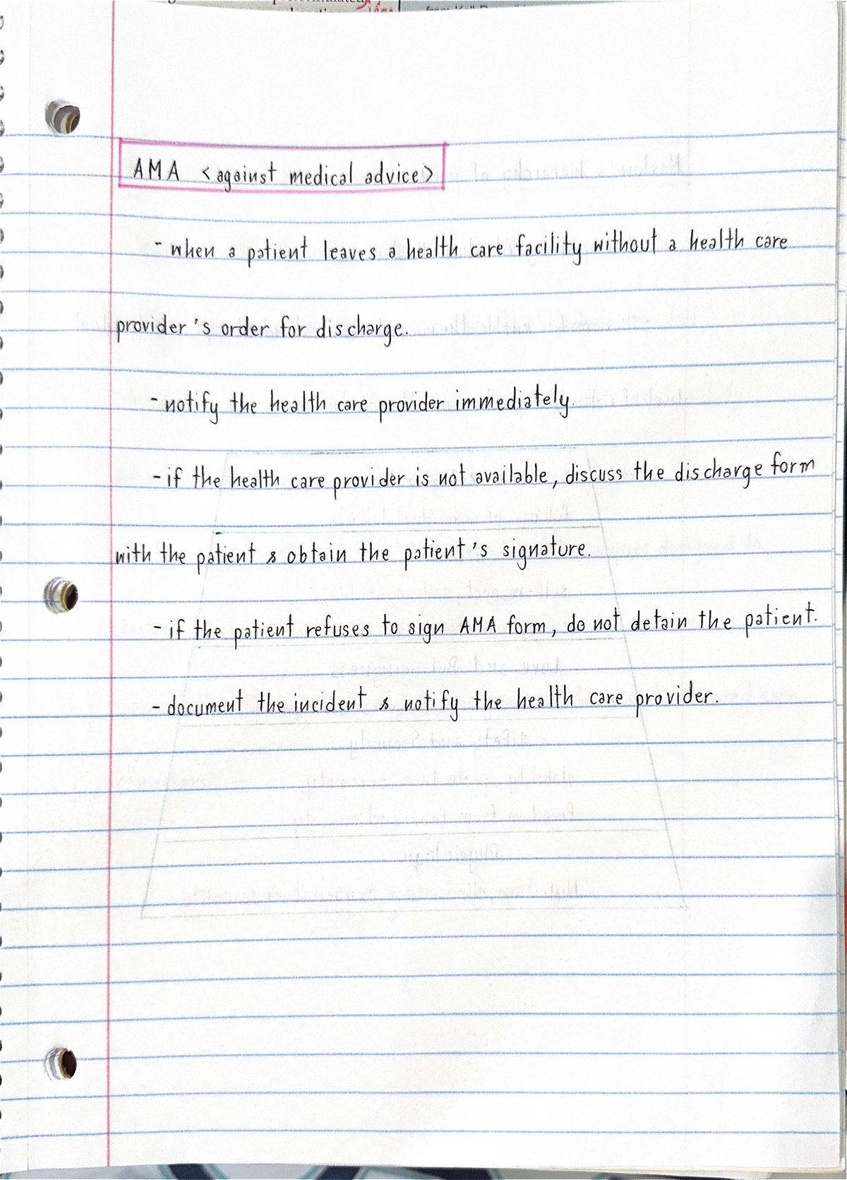 AMA Discharge Protocol: Patient Leaves Without Order - Studocu