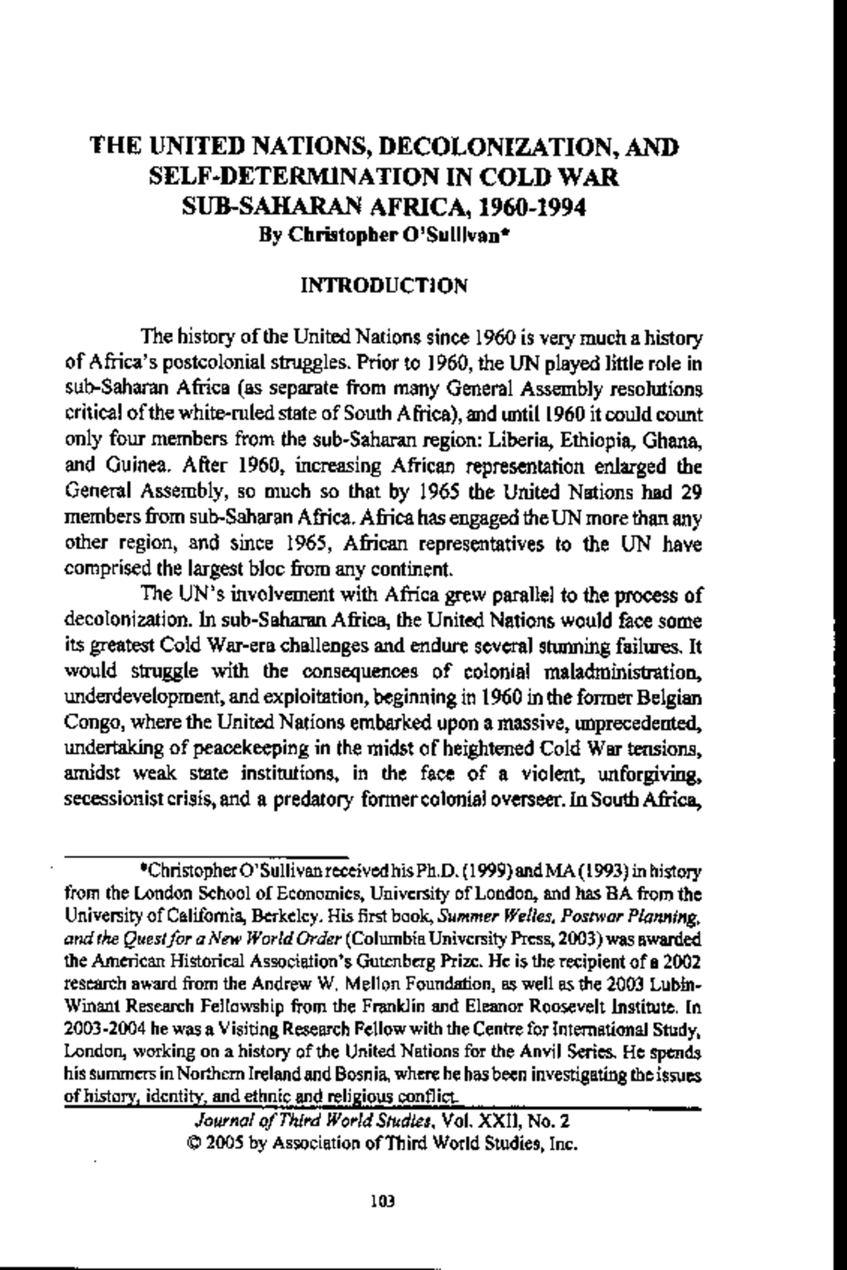 The UN's role in decolonization and Cold War conflicts in Africa (1960 ...