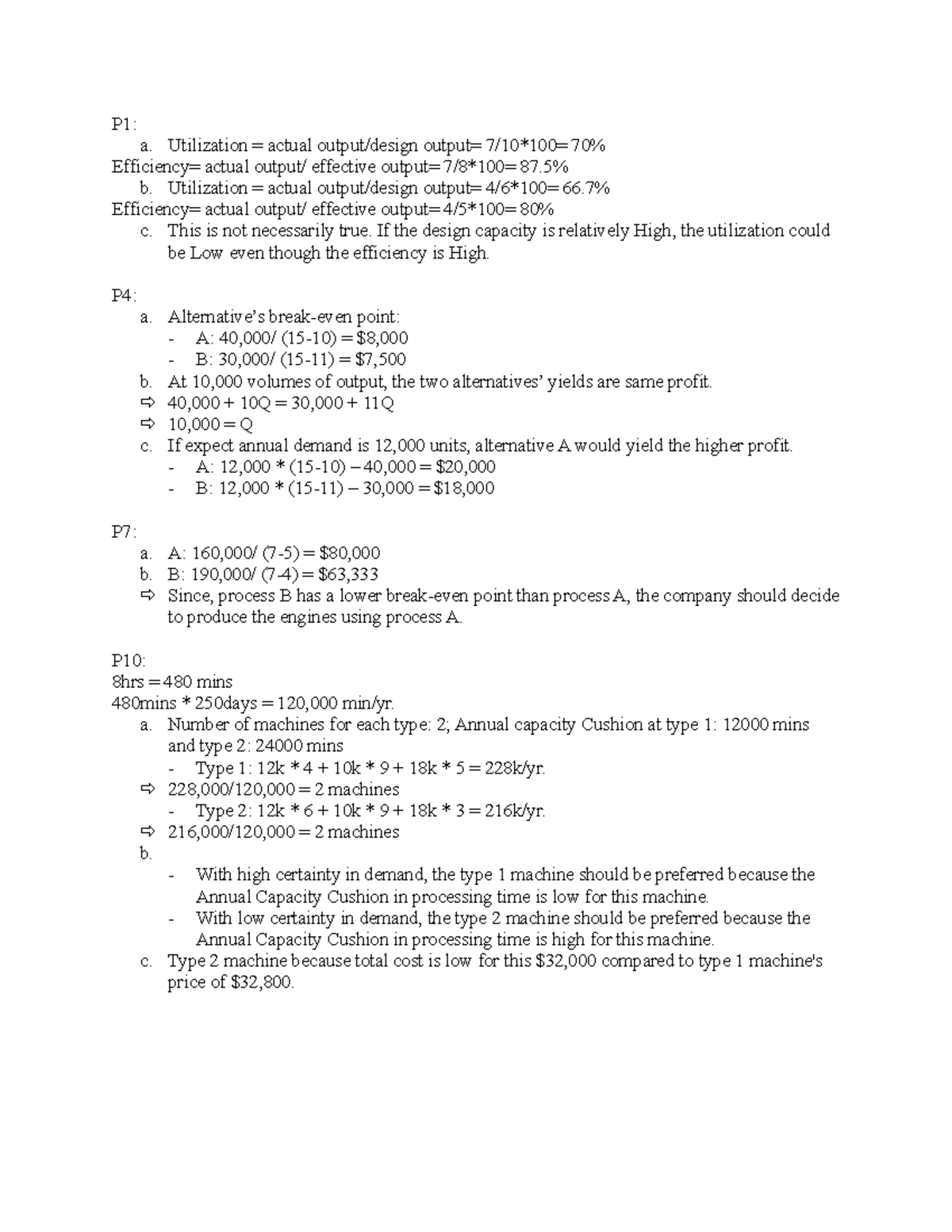 Chapter 5- Problem Solving Homework - P1: a. Utilization = actual ...