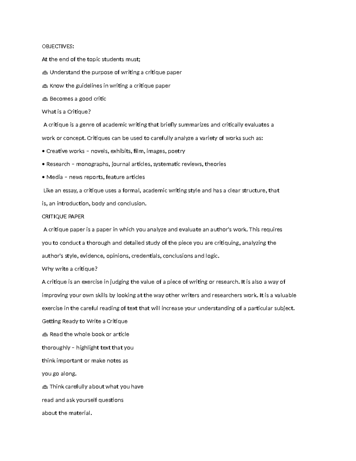 Critique Paper Guidelines: Writing an Effective Analysis Essay - Studocu