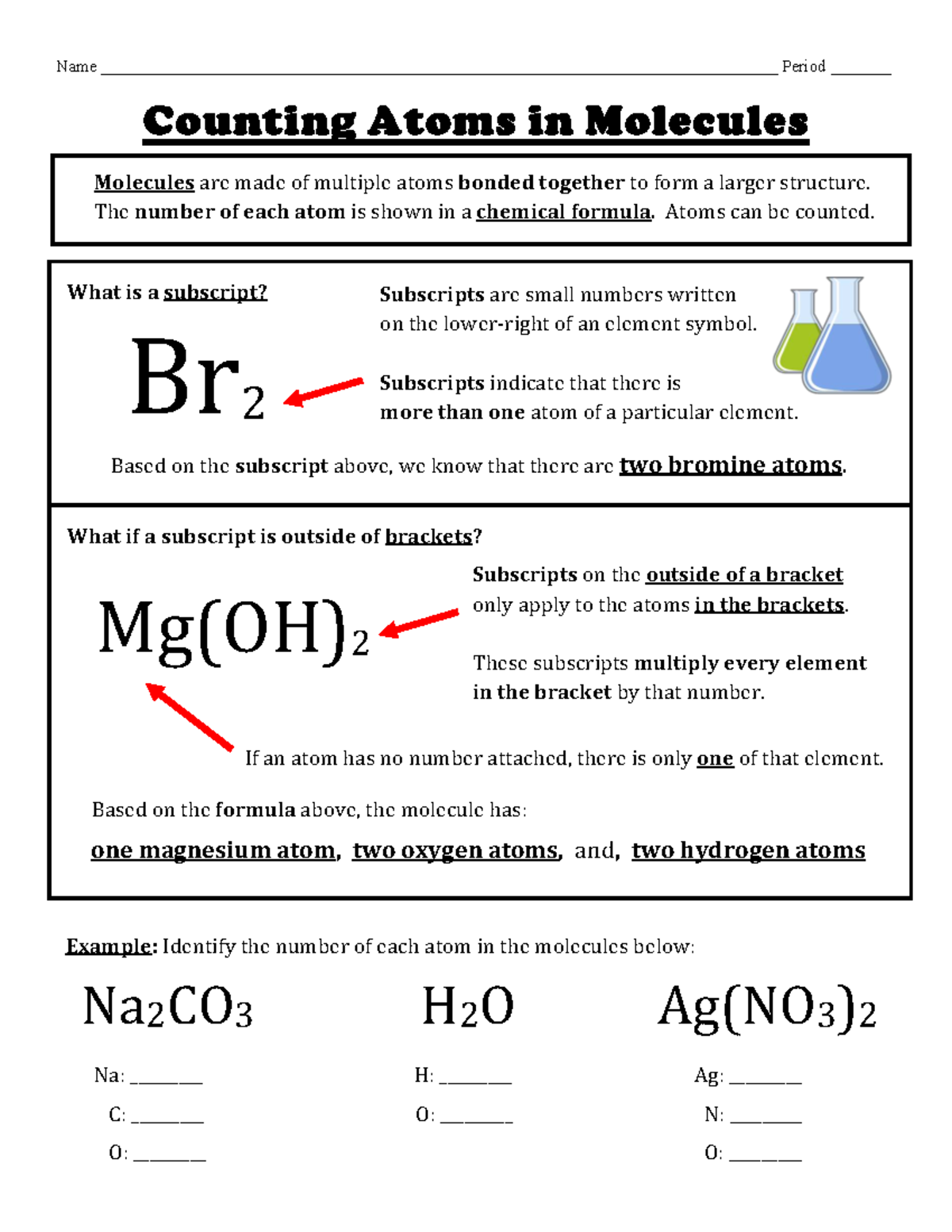 Counting Atoms in Chemical Formulas: Notes & Worksheet Set-1 - Studocu