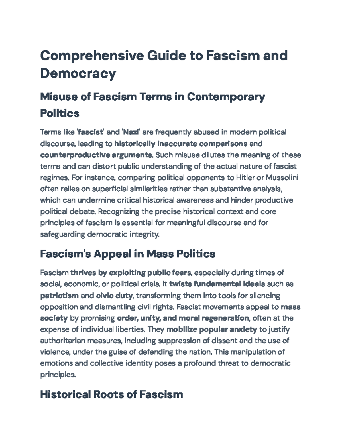 Comprehensive Study on Fascism's Misuse and Its Threats to Democracy ...