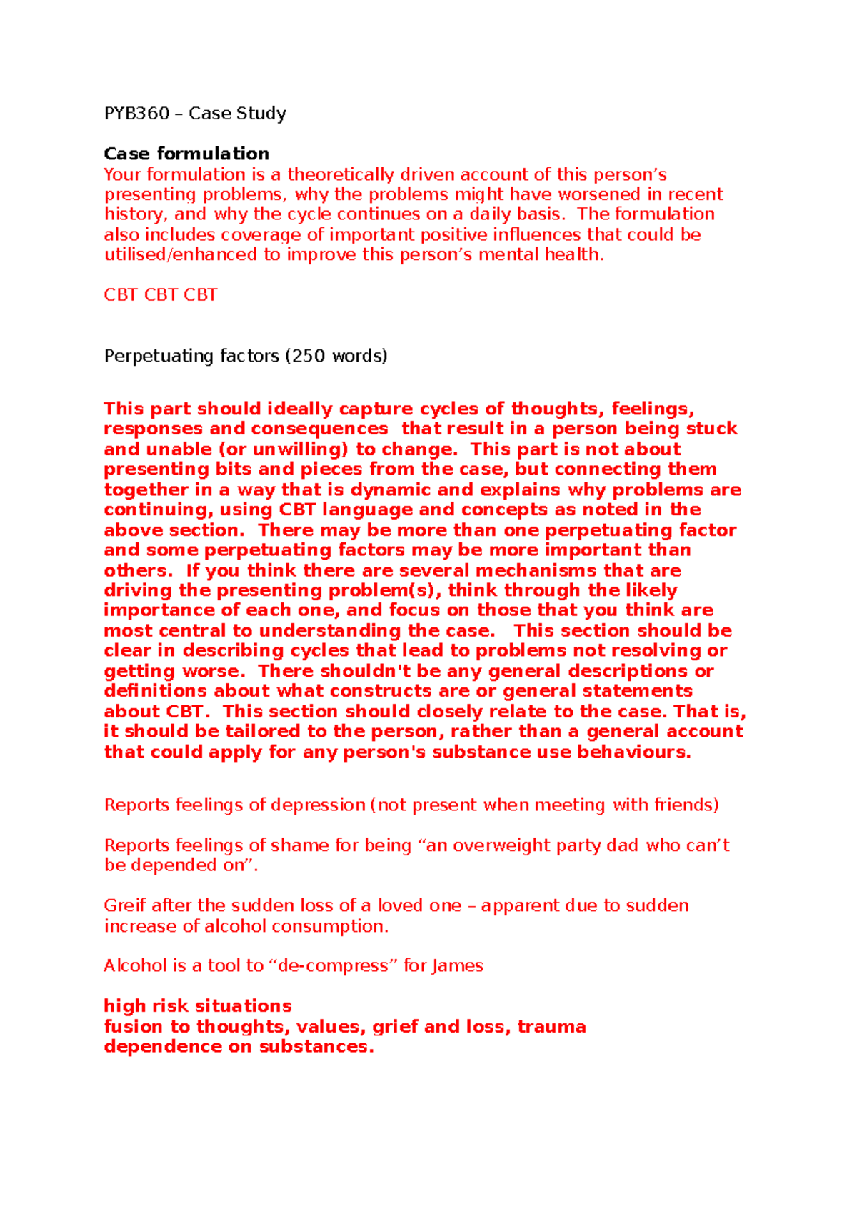 PYB360 Case Study: Formulation and Intervention Strategies - Studocu