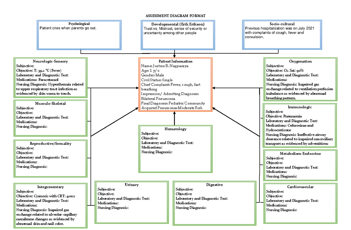 Week 7 Assessment Diagram - ASSESSMENT DIAGRAM FORMAT Psychological Patient cries when parents ...