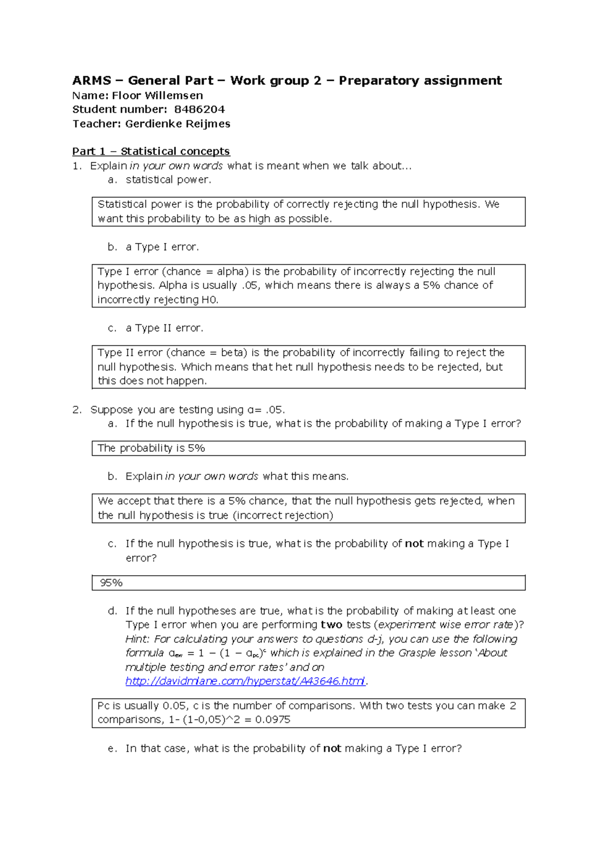 PA2 ARMS 2023/2024 – Statistical Concepts & Type I Error Analysis ...