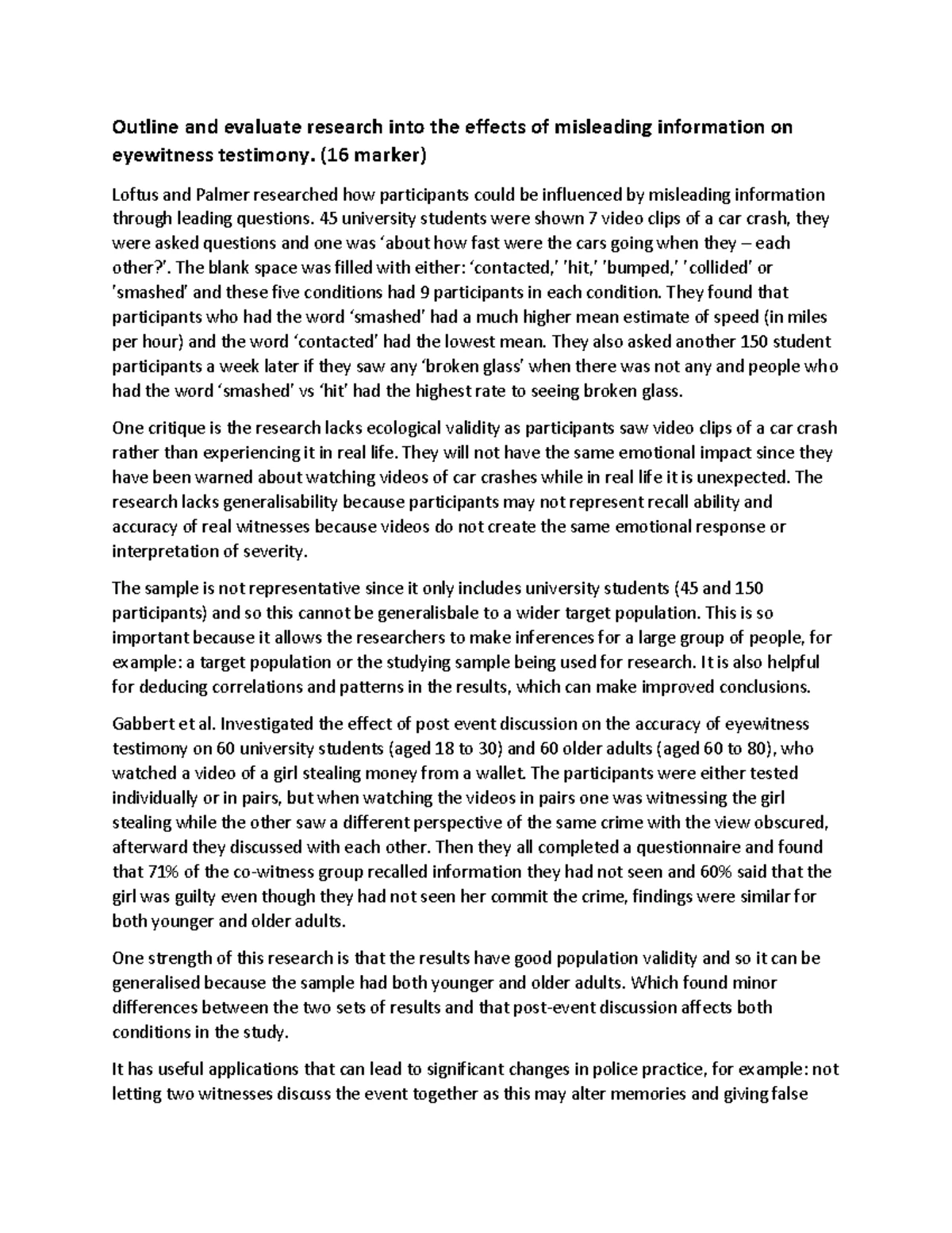 Psychopathology essay - Biological explanation of OCD (16 marker ...