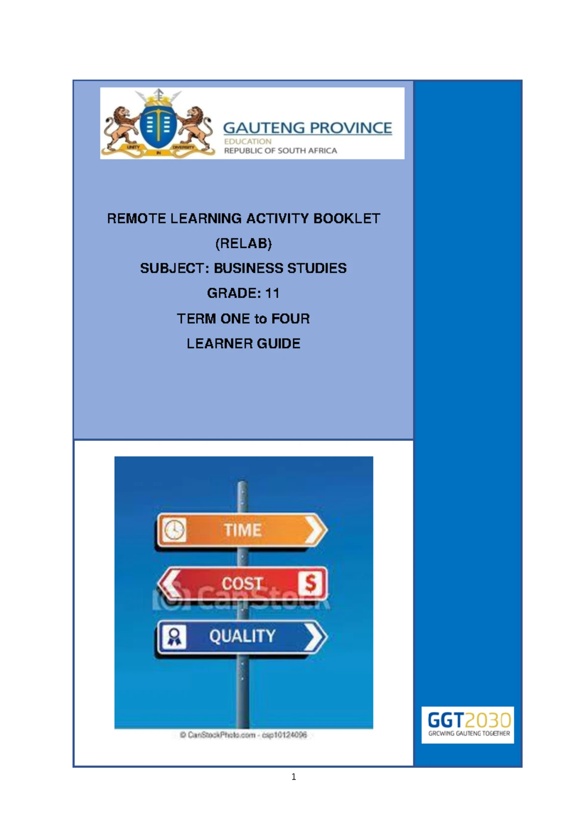 Business Studies Grade 10 TERM 1-4 Teacher Guide & Activity Booklet ...