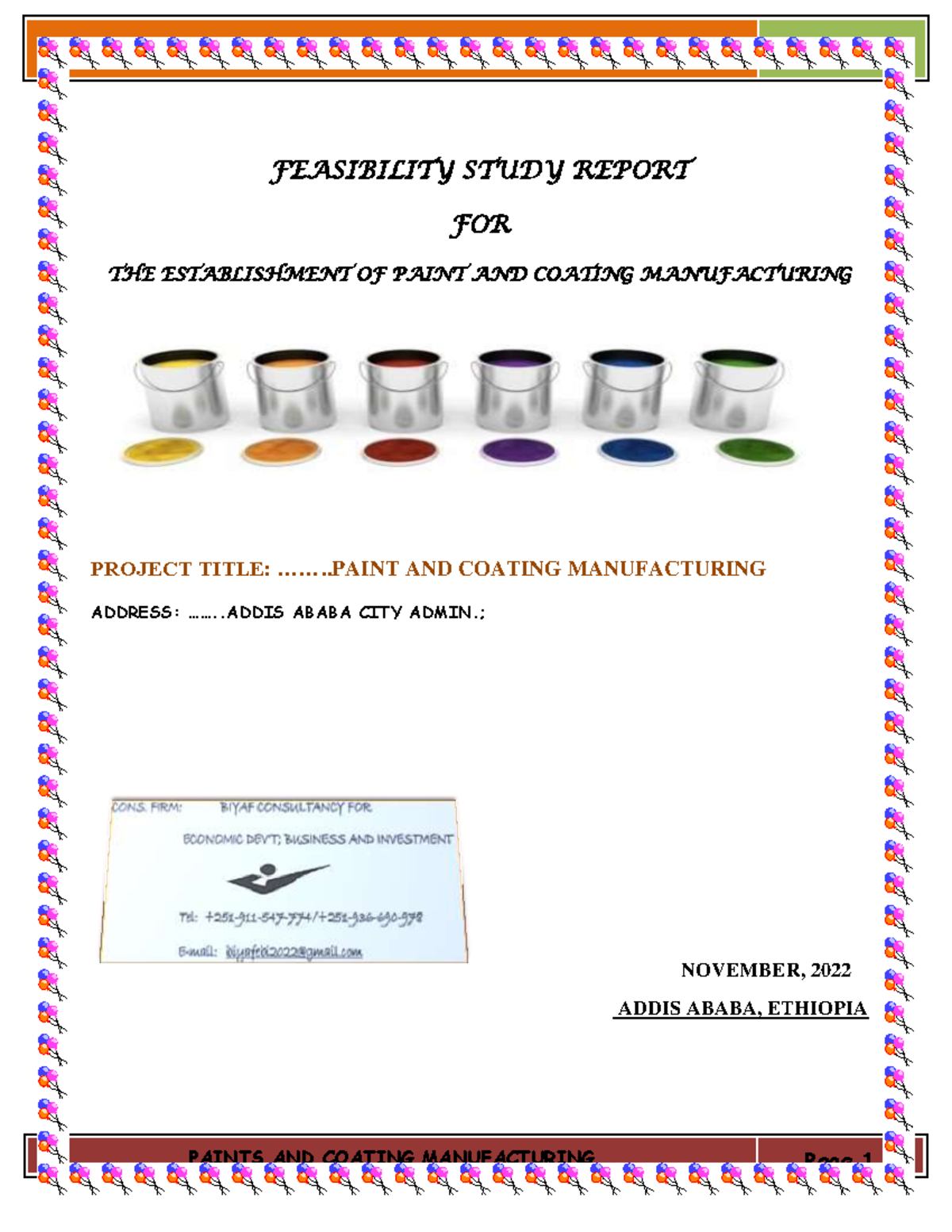 Feasibility Study Report for Paint & Coating Mfg. Project - Studocu