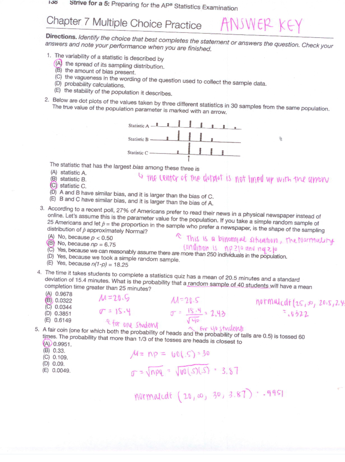 Chapter 7 - Pretty good inco - 138 Strive for a 5: Preparing for the Statistics Examination ...