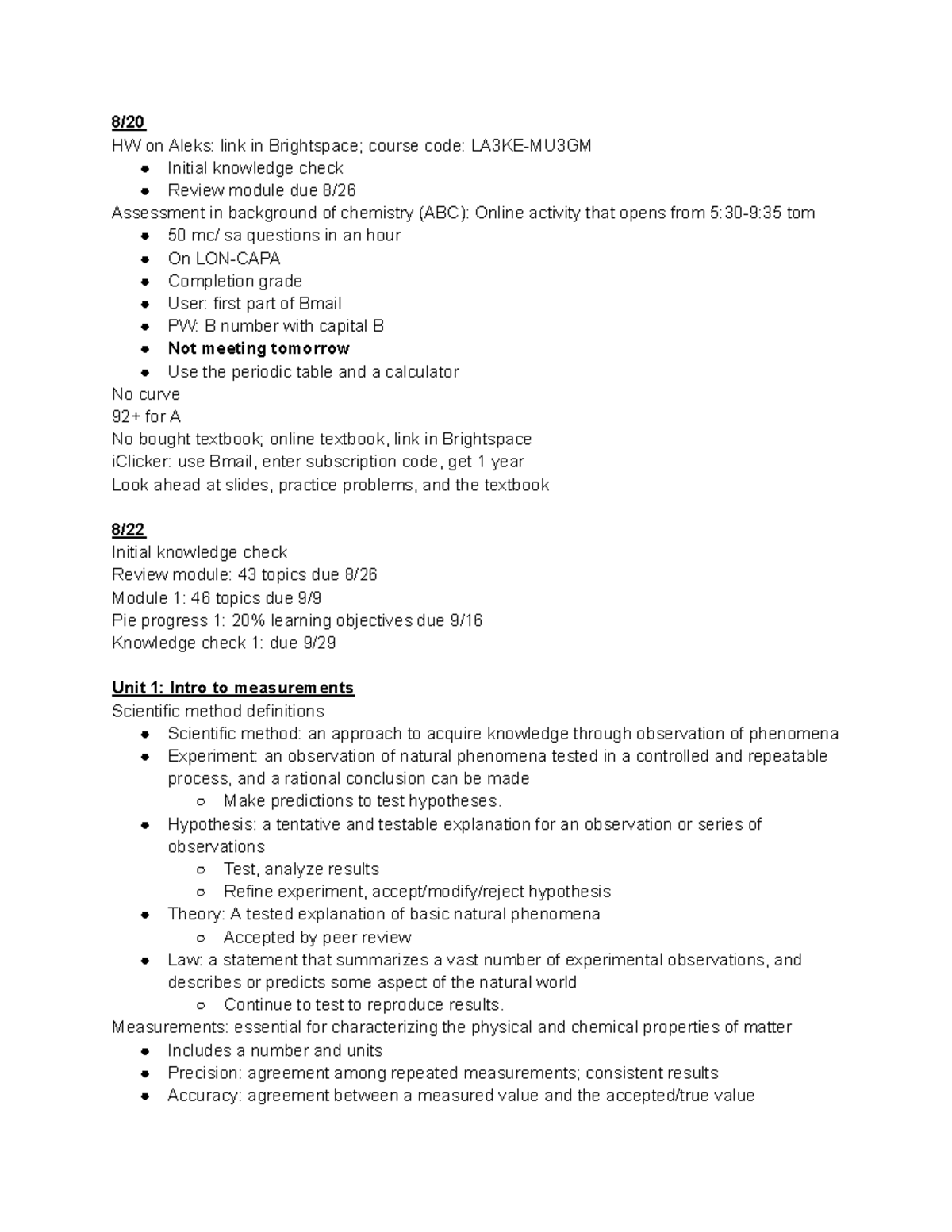 ABC: Chemistry Knowledge Module 8 Notes and Observations - Studocu