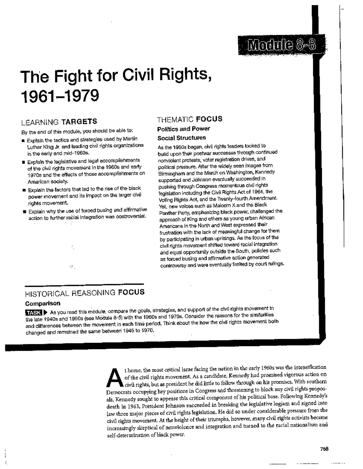 Module 8: The Fight for Civil Rights - Key Themes and Events (1945-1970 ...