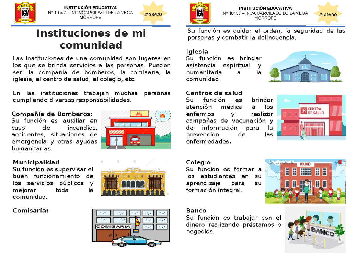 5 PS - Ficha sobre Instituciones en mi Comunidad - 2° Grado - Studocu