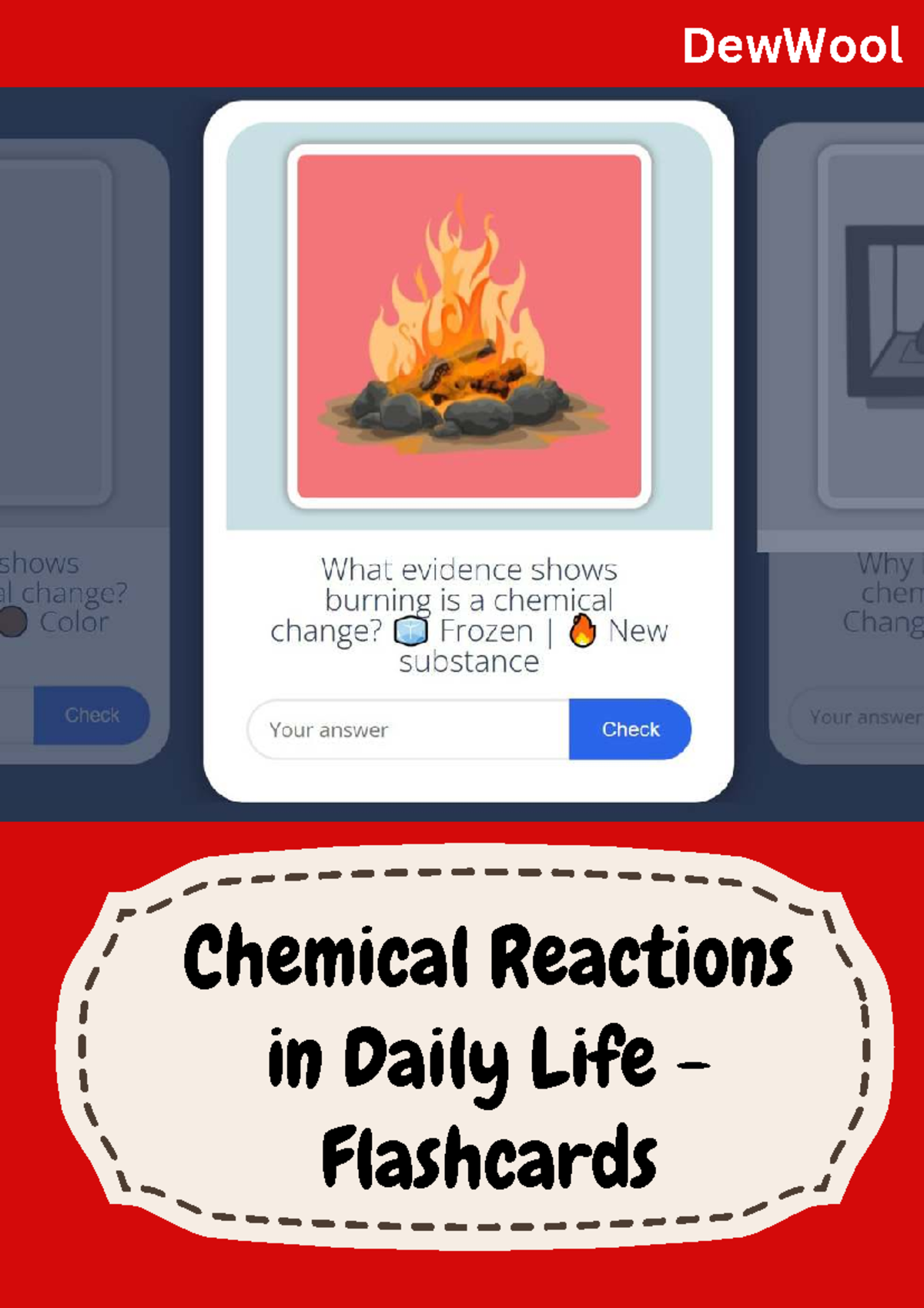 Chemical Reactionsin Daily Life Digital Flashcards-1 - DewWool Chemical ...