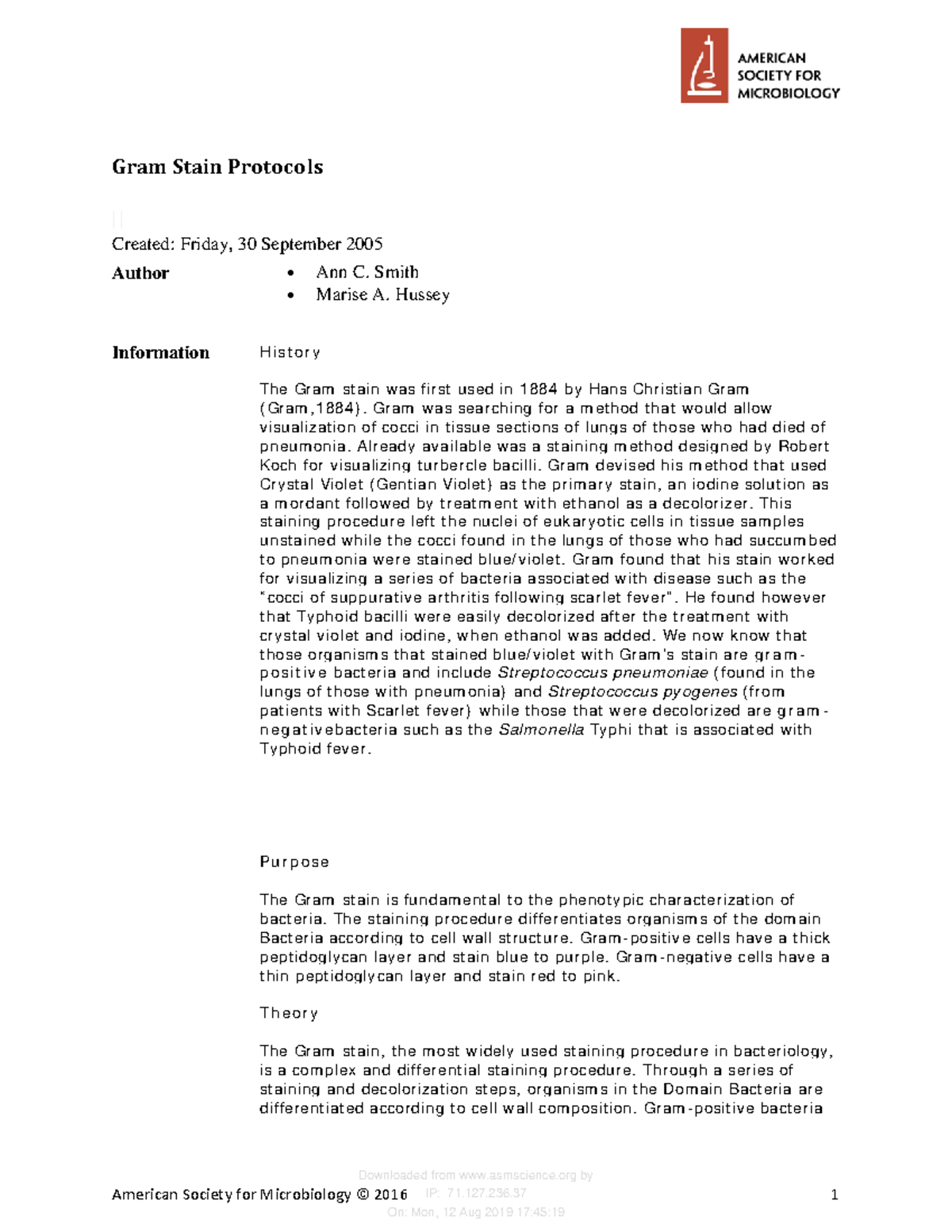 Gram Stain Protocols: A Comprehensive Guide for Bacteriology - Studocu