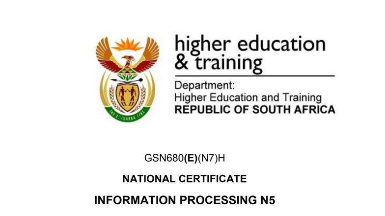 N680 Information Processing N5 Question Paper - Nov 2019 - Studocu