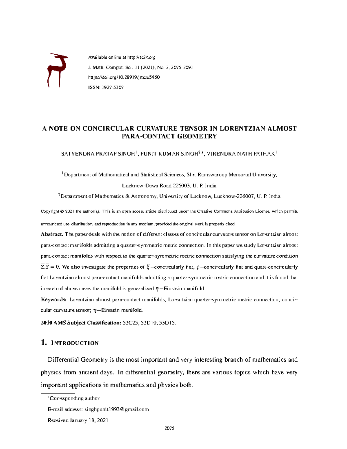 **5450 12404 1 PB - Concircular Curvature in Lorentzian Geometry ...