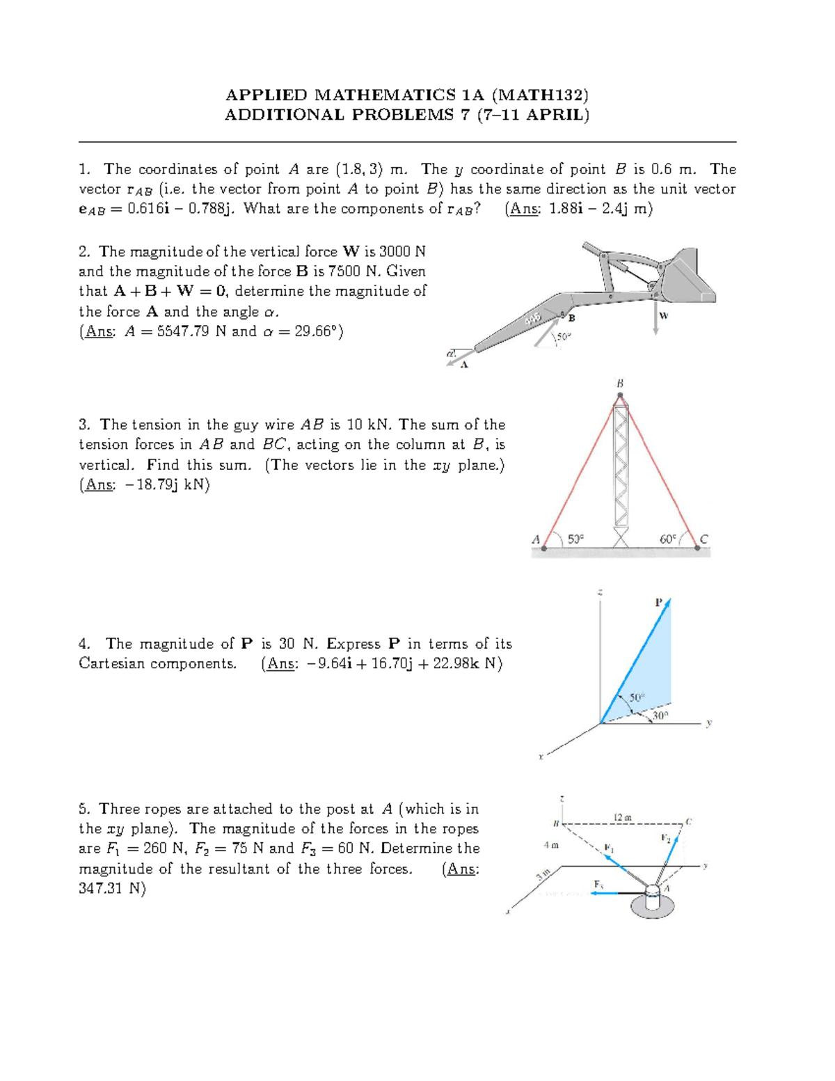 Additional Problems 7 - APPLIED MATH 1A (MATH132) Solutions - Studocu