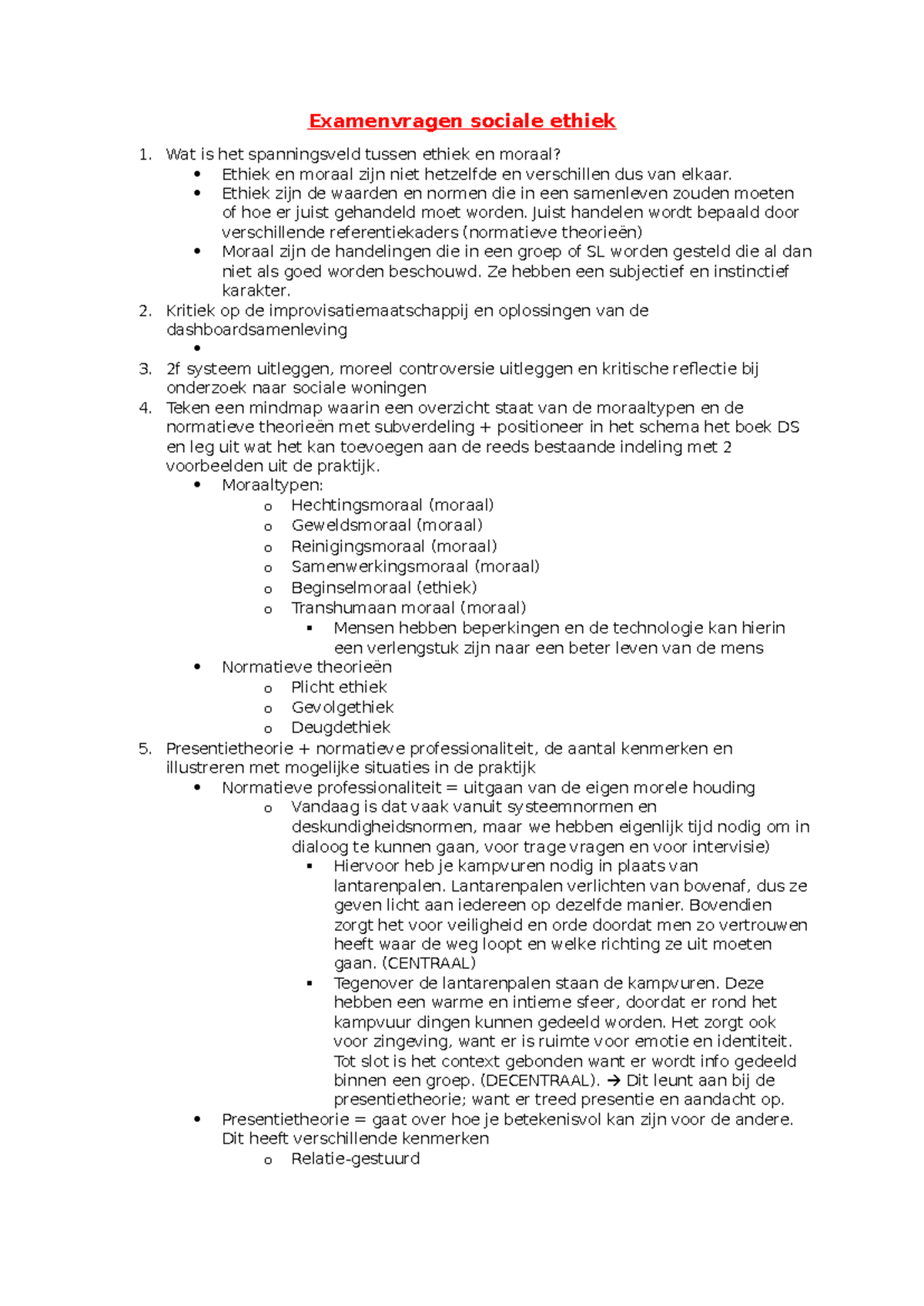 Examenvragen Sociale Ethiek 1: Spanningsveld Tussen Ethiek en Moraal ...