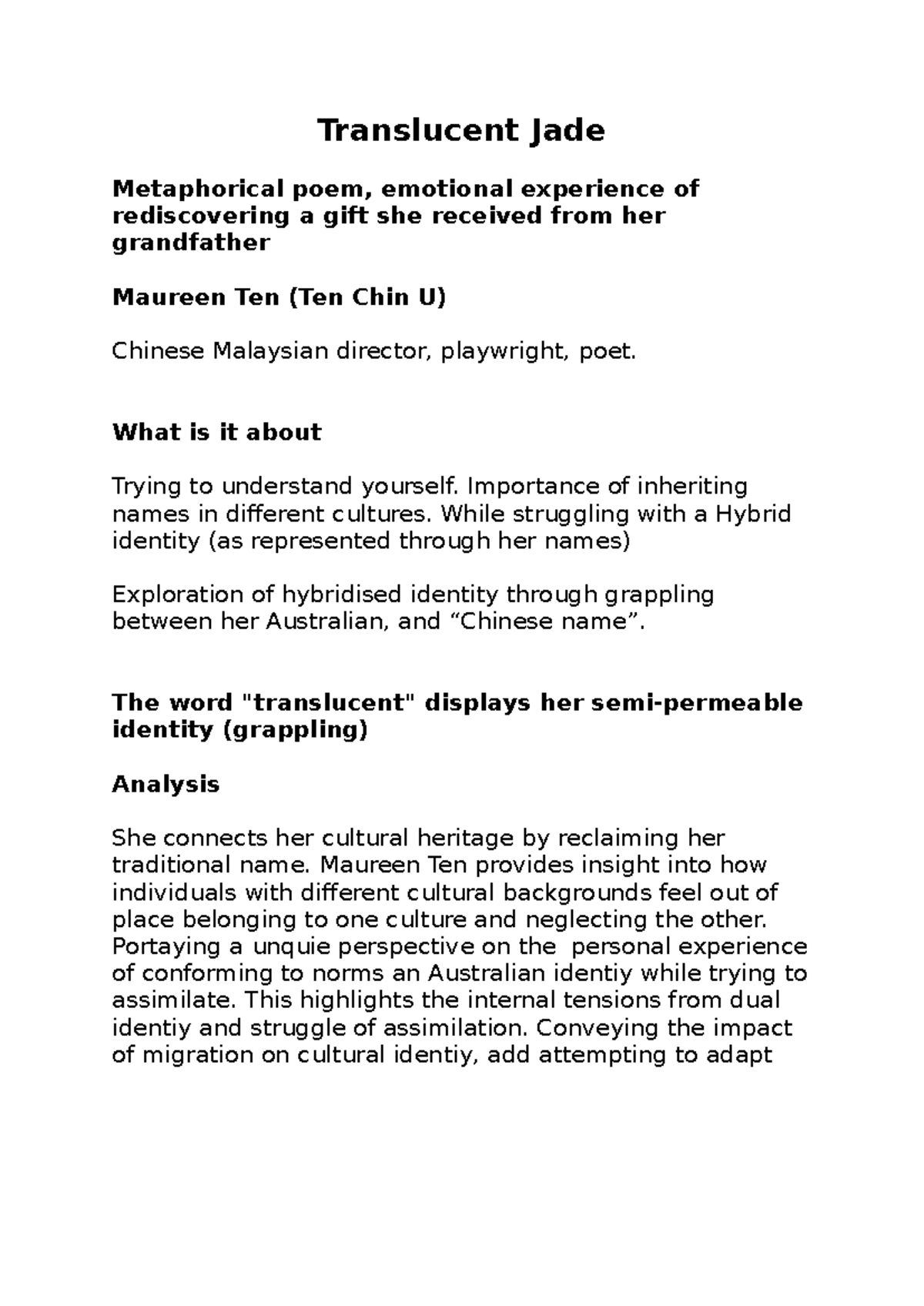 English Paper 2: Analyzing Maureen Ten's Hybrid Identity in Poetry ...