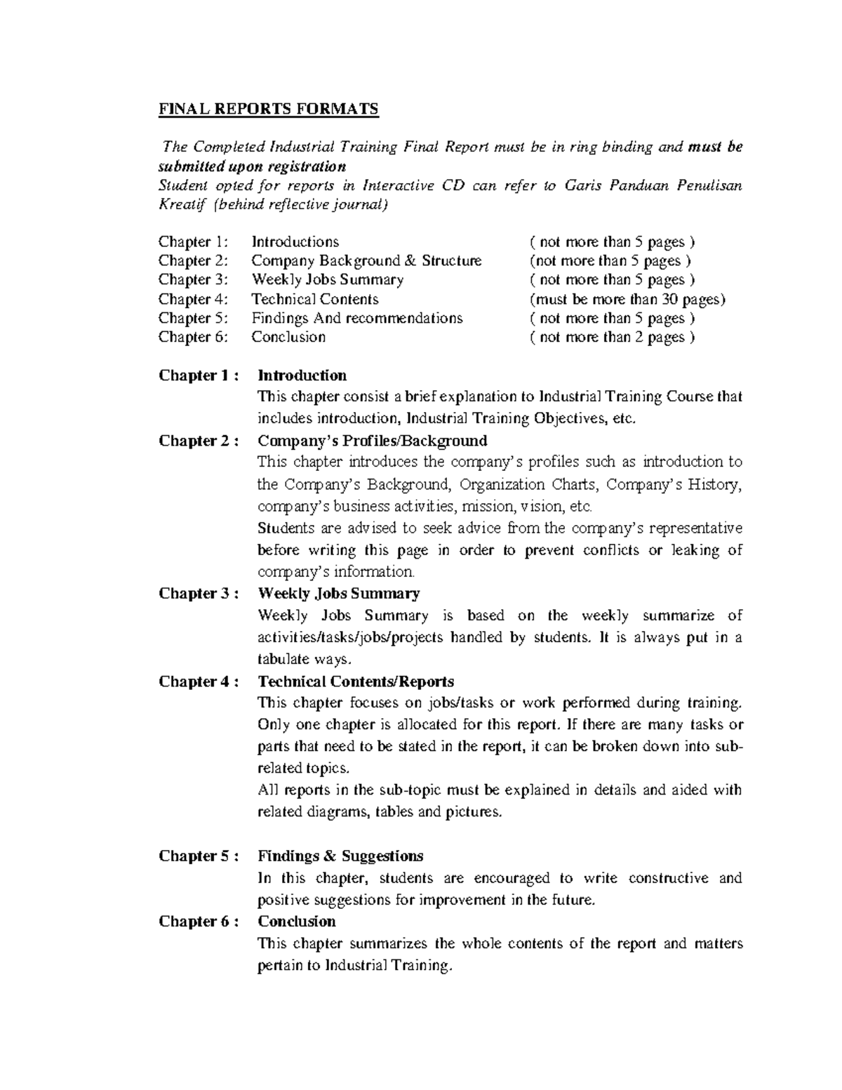 Format Laporan Akhir Latihan Industri: Panduan & Contoh (05DAD14F ...