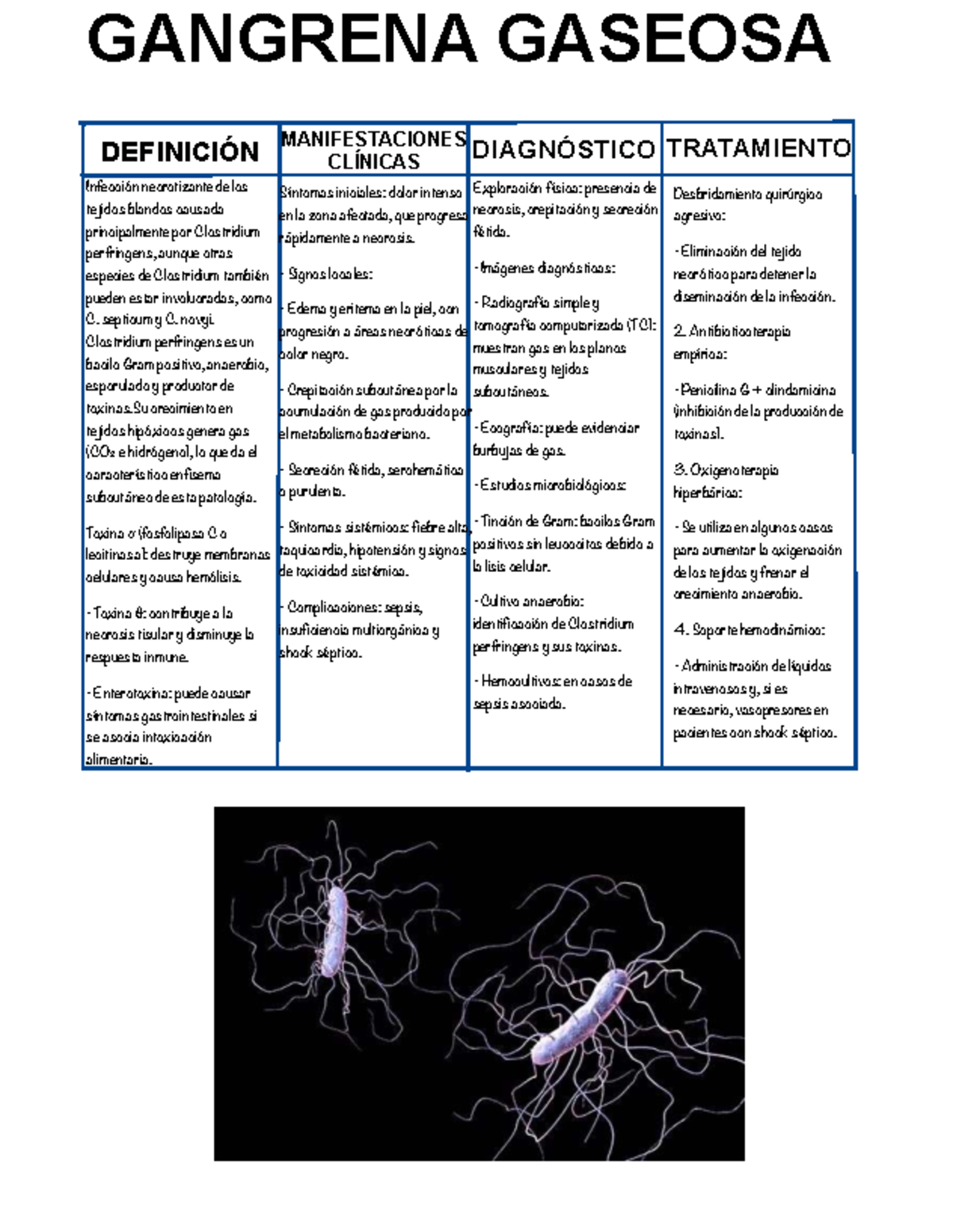 GANGRENA GASEOSA: DEFINICIÓN, DIAGNÓSTICO Y TRATAMIENTO - Studocu