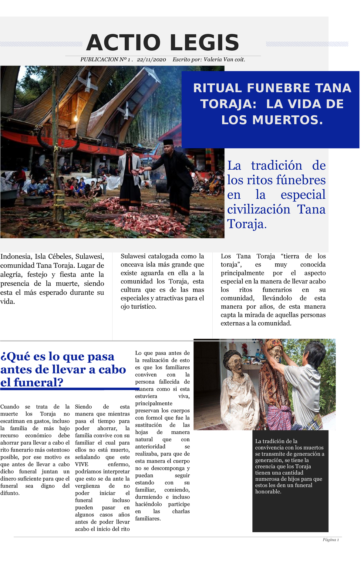 Articulo periodistico - ACTIO LEGIS PUBLICACION Nº 1. 22/11/2020 ...