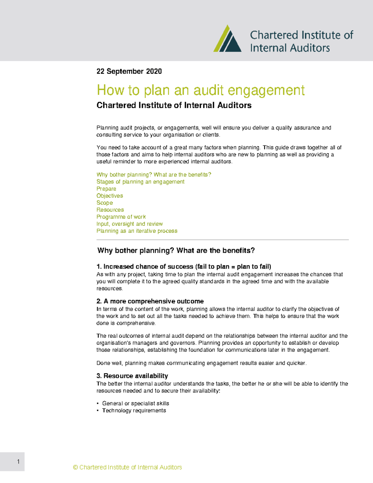 How to plan an audit engagement - 22 September 2020 How to plan an ...