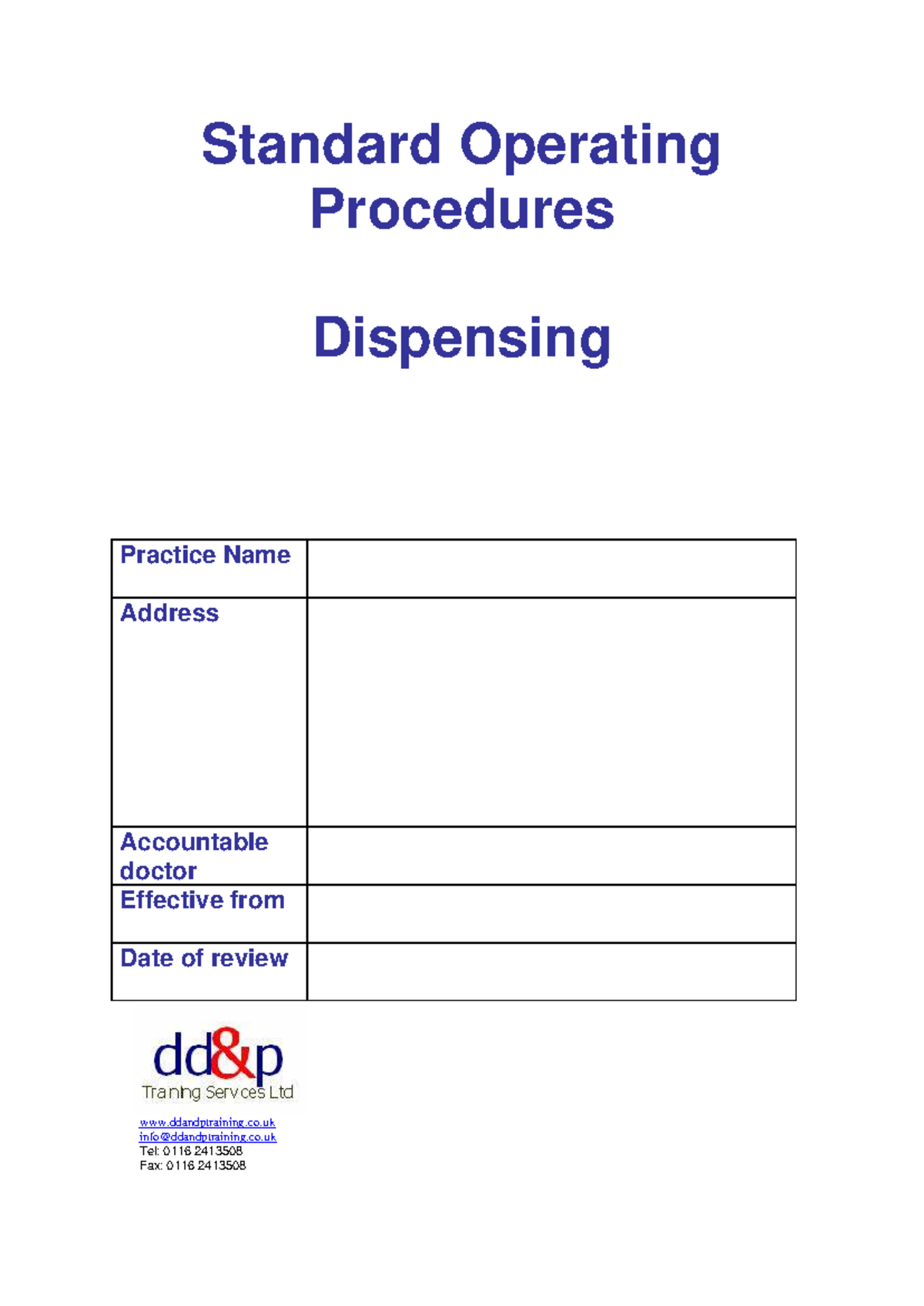 Dispensing SOP (Standard Operating Procedures) - Habib's Guide - Studocu