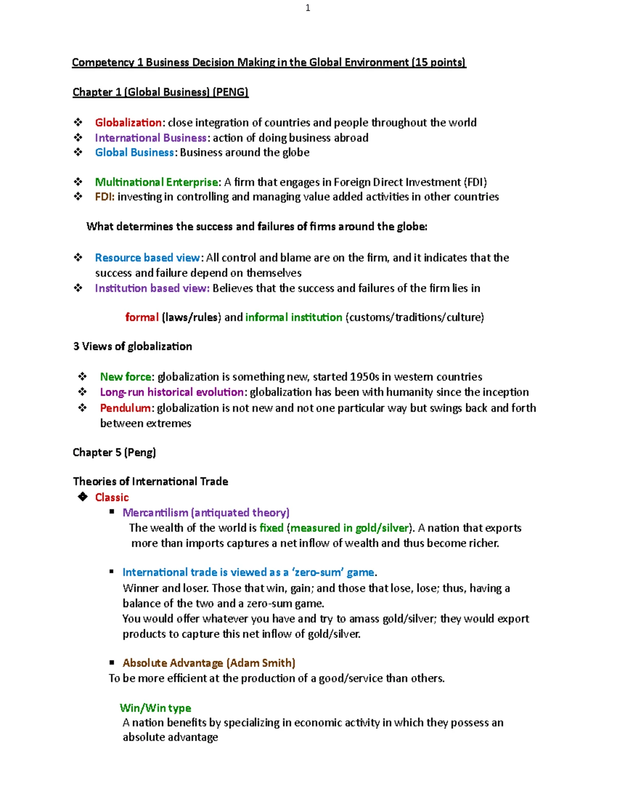 Peng, Chapter 11 Study Guide - STUDY GUIDE Chapter 11 MANAGING GLOBAL ...