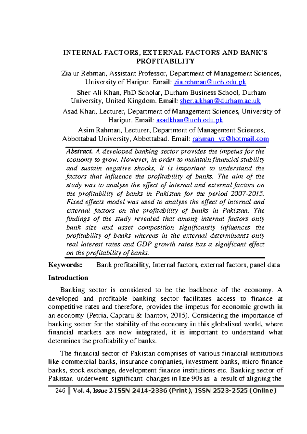 Internal and External Factors Influencing Bank Profitability in ...