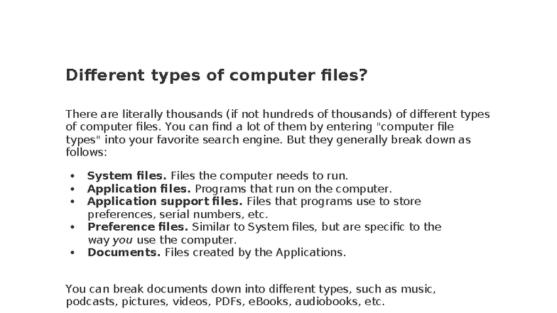 Different types of computer files - You can find a lot of them by ...