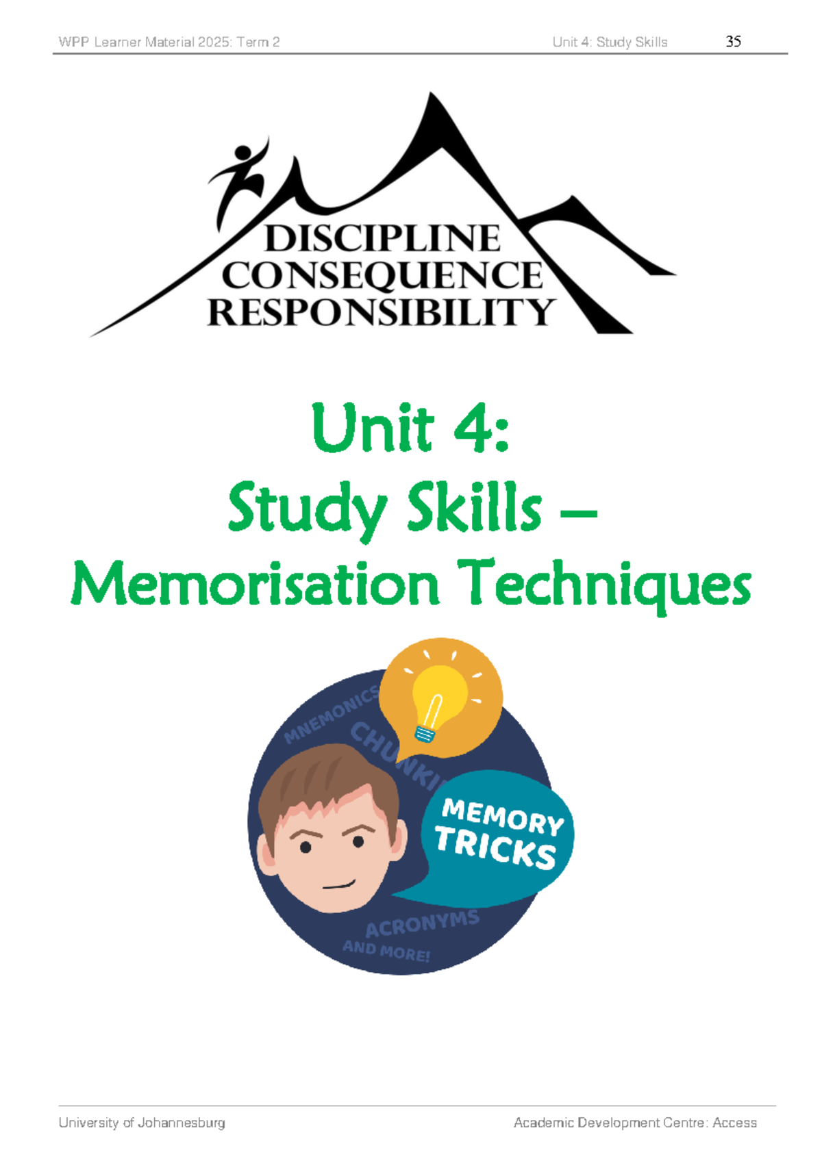 WPP Learner Material 2025: Term 2 Unit 4 Study Skills & Note Taking ...
