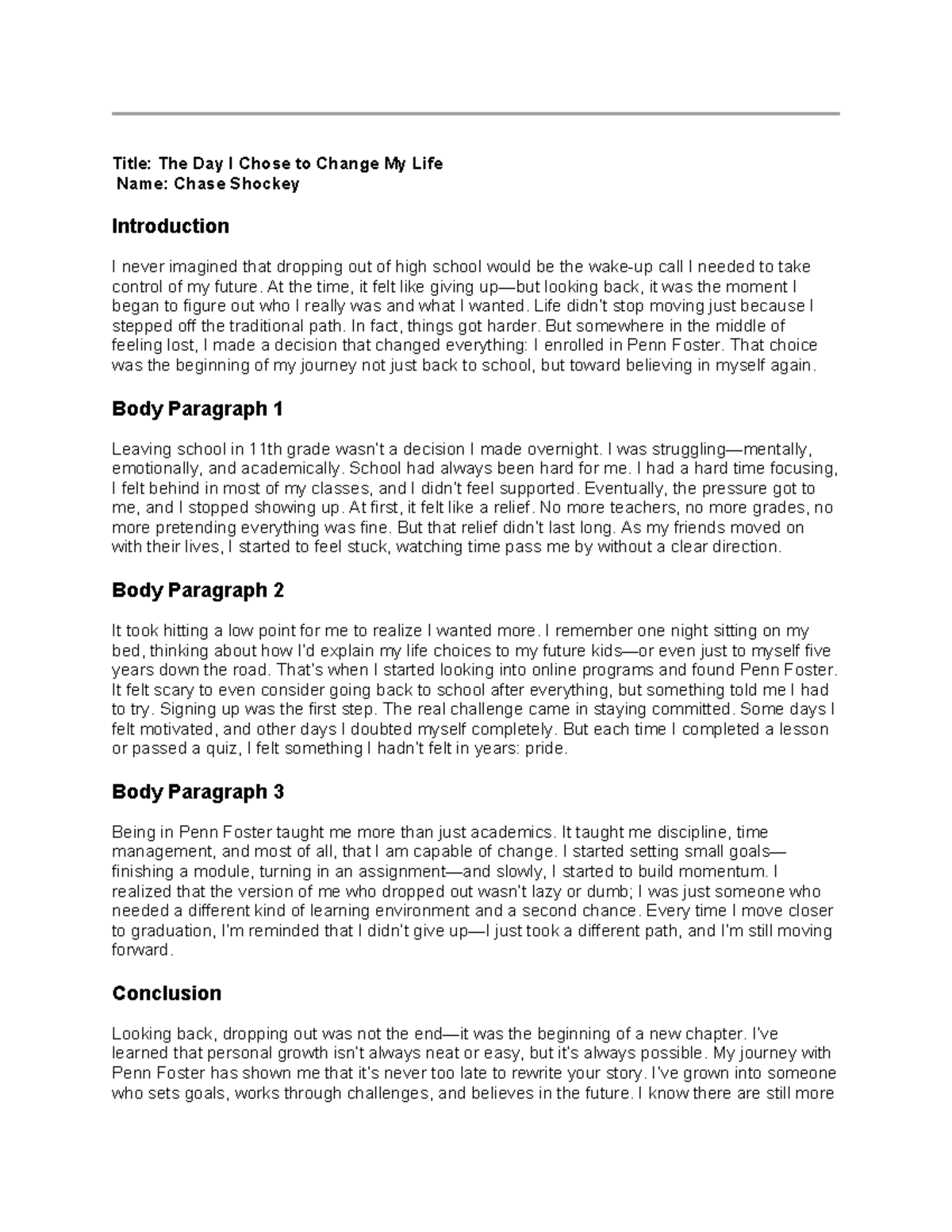 Title: My Journey of Transformation with Penn Foster: A Personal Essay ...
