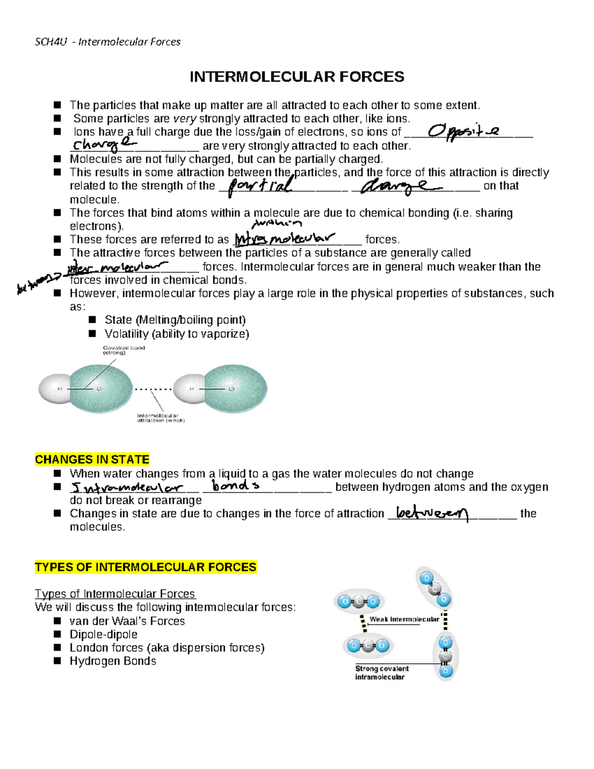 Lesson 7 Notes: Understanding Intermolecular Forces in Matter - Studocu