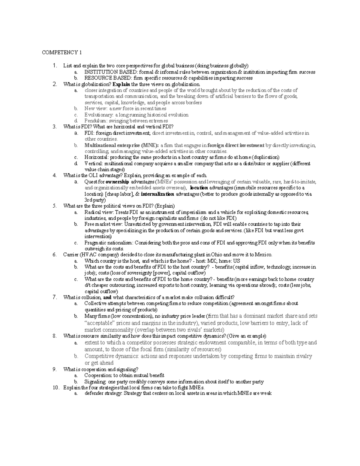 C211 SG - Global Business Study Guide: Key Concepts & Theories - Studocu