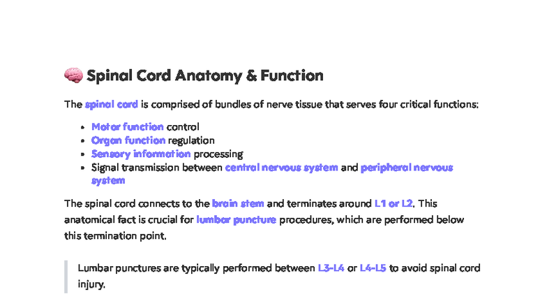 A&P Review: Spinal Cord, Meninges & ANS - Med-Surg Insights - Studocu