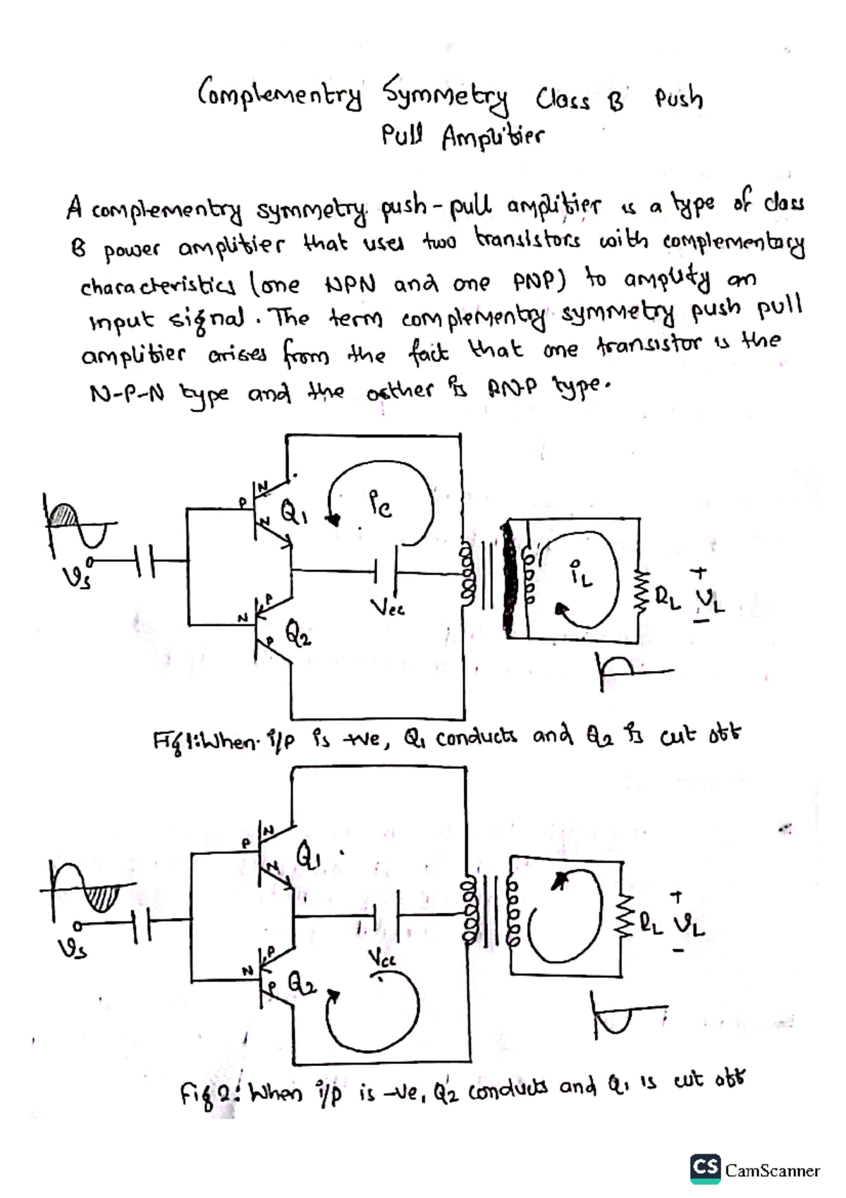 Complementary symmetry class B push pull amplifier - The term complementry symmetry push pull ...