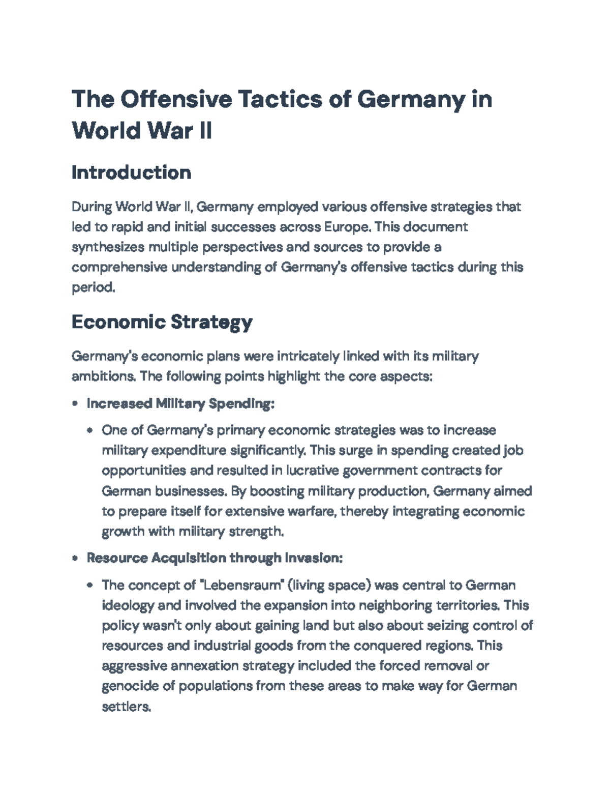 Germany's Offensive Tactics in WWII: Economic and Military Strategies ...