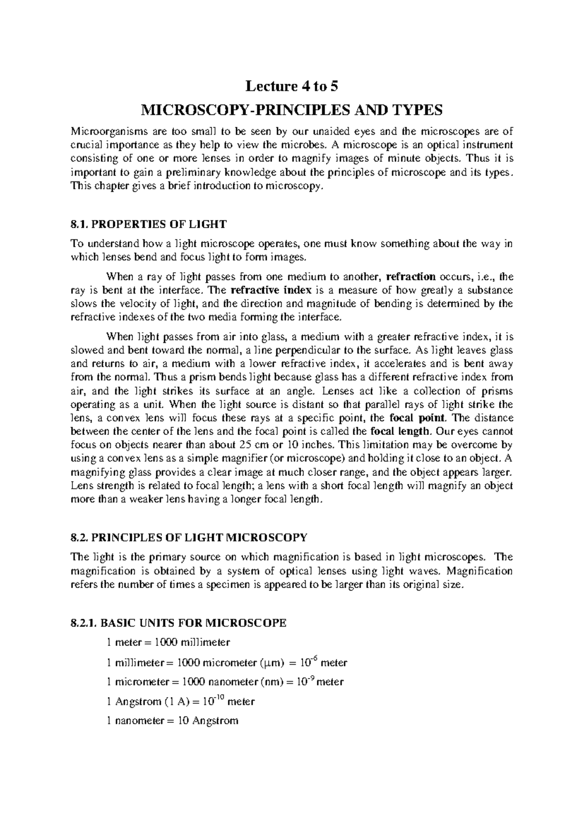 Lecture Notes on Microscopy: Understanding Light and Electron ...