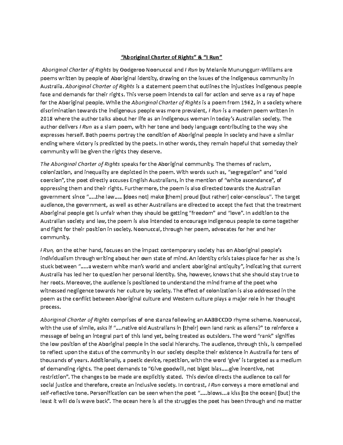 416340 T–-1ESH102C–-T2–-Analysis of Aboriginal Poetry: Hope & Identity ...