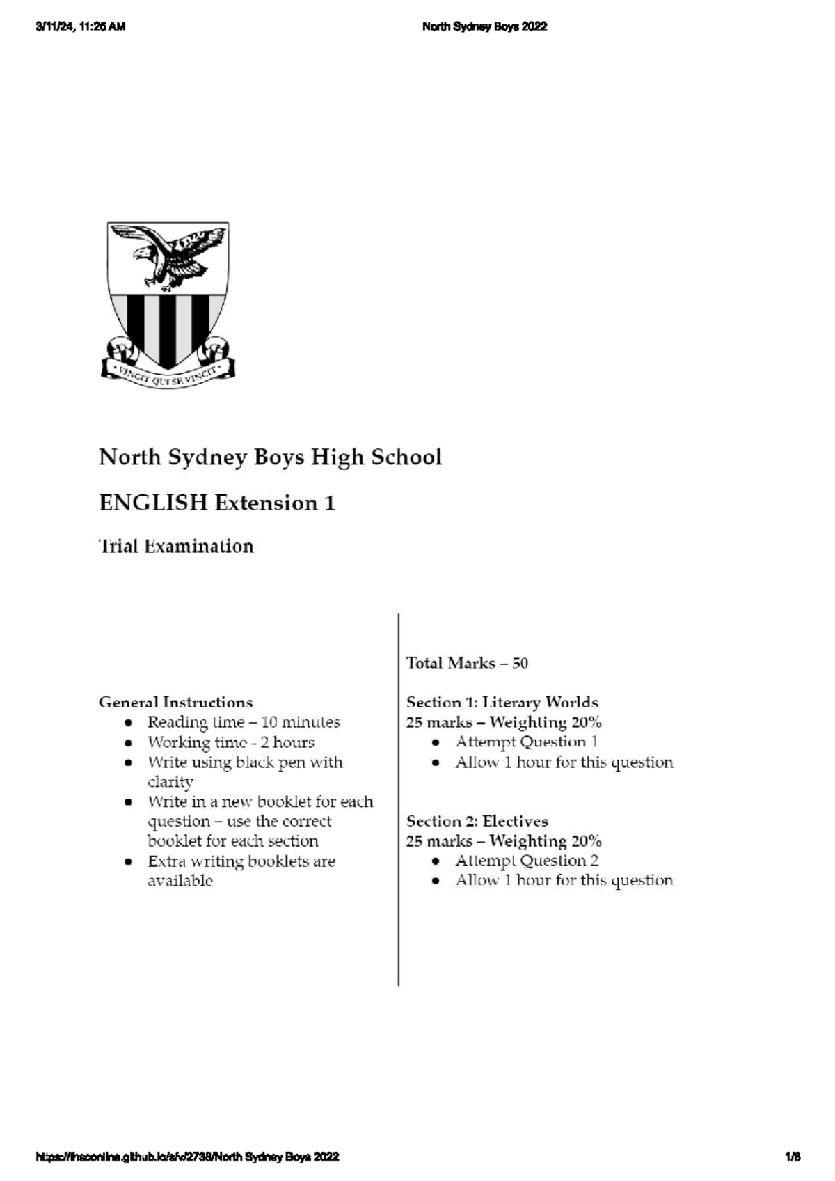 2022 NSB English Ext 1 Trial Exam: Literary Worlds Analysis - Studocu