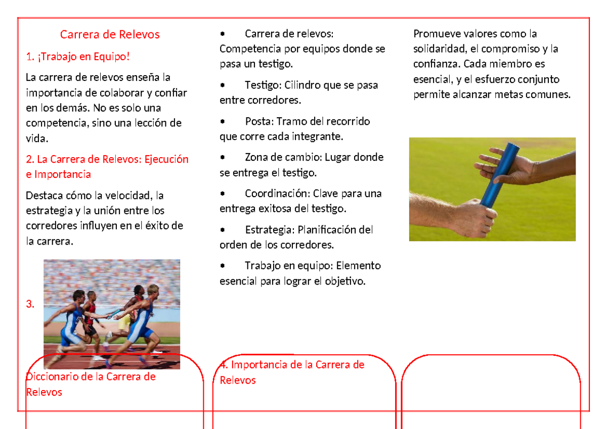 Carrera de Relevos: Importancia y Estrategias en Equipo - Studocu