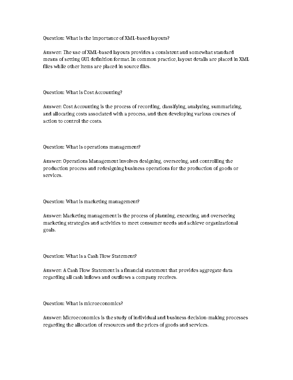 Importance of XML Layouts & Key Concepts in Cost, Operations, & Mktg ...